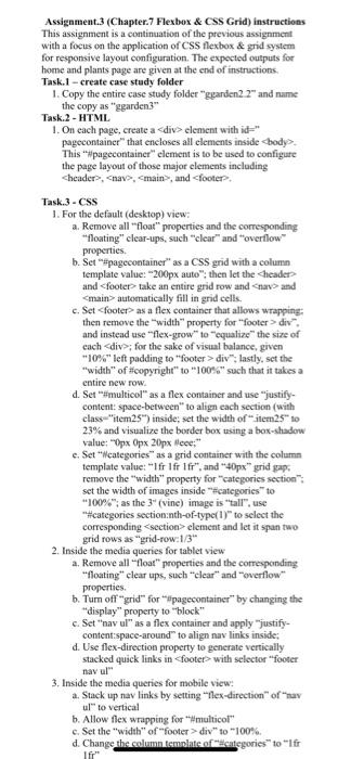 Solved Assignnment.3 (Chapter.7 Flexbox \& CSS Grid) | Chegg.com