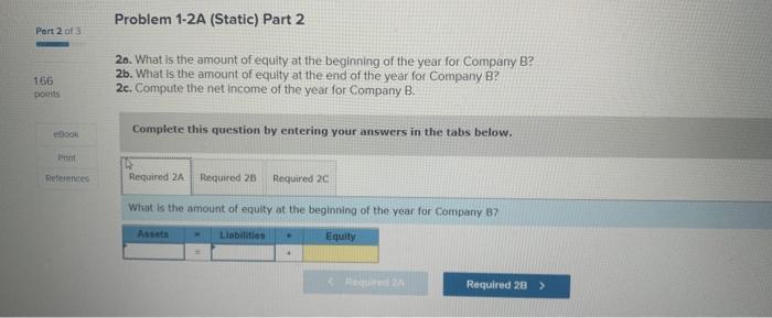 Solved Problem 1-2A (Static) computing missing information | Chegg.com