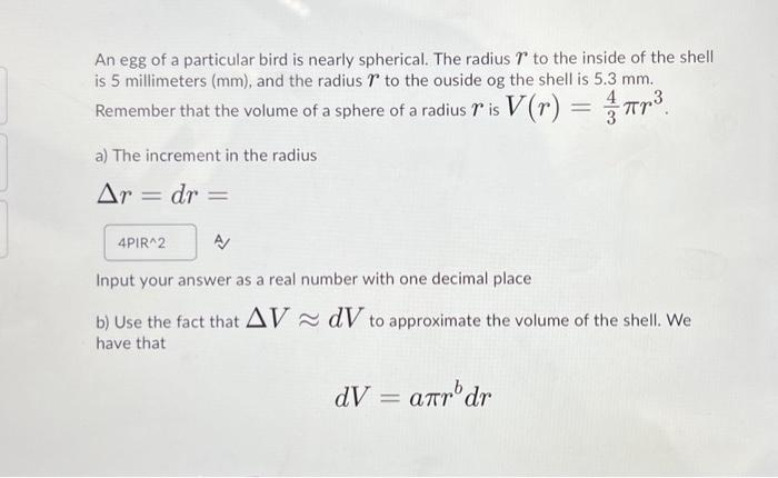 Solved what is the increment in the radius? input values of | Chegg.com