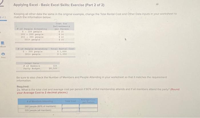 Solved Applying Excel - Basic Excel Skills: Exercise (Part 2 | Chegg.com