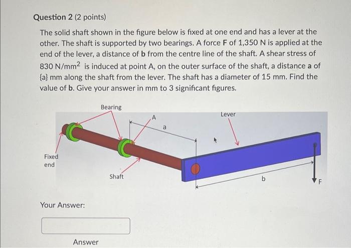 Solved Question 2 ( 2 points) The solid shaft shown in the | Chegg.com