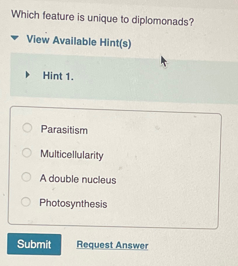 Solved Which feature is unique to diplomonads?View Available | Chegg.com