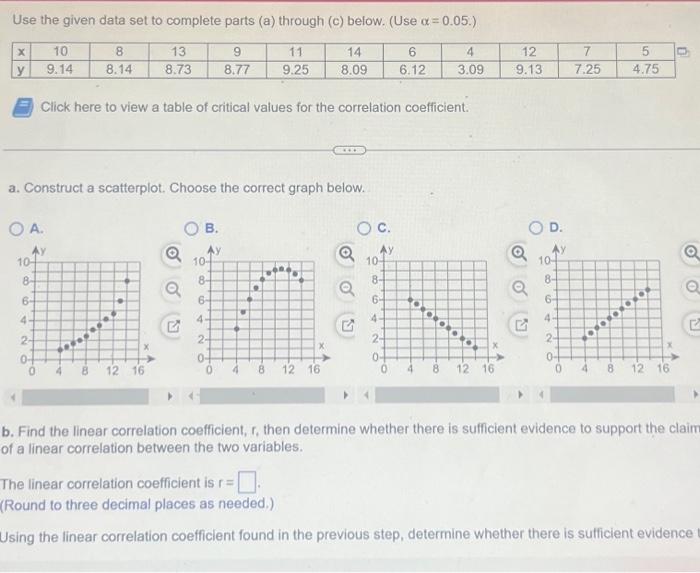 Solved Use the given data set to complete parts (a) through | Chegg.com