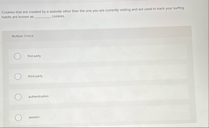 Solved Cookies that are created by a website other than the | Chegg.com