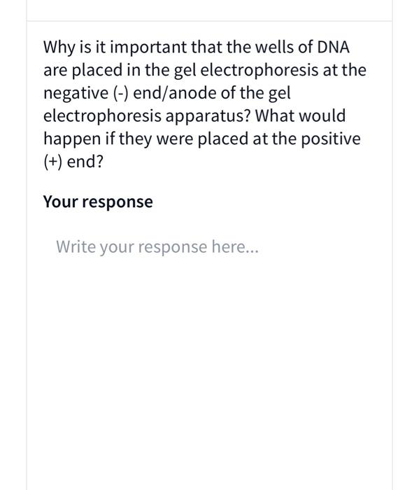 Solved Why is it important that the wells of DNA are placed | Chegg.com