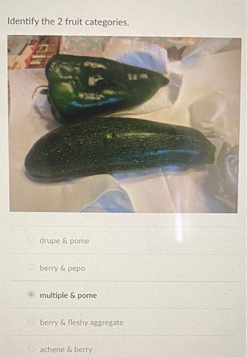 Solved Identify the 2 fruit categories. drupe & pome berry & | Chegg.com