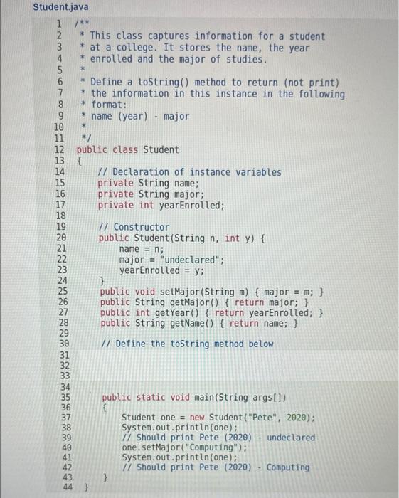 Solved udent.java | Chegg.com