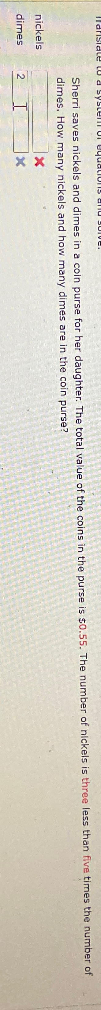 Solved Sherri saves nickels and dimes in a coin purse for | Chegg.com