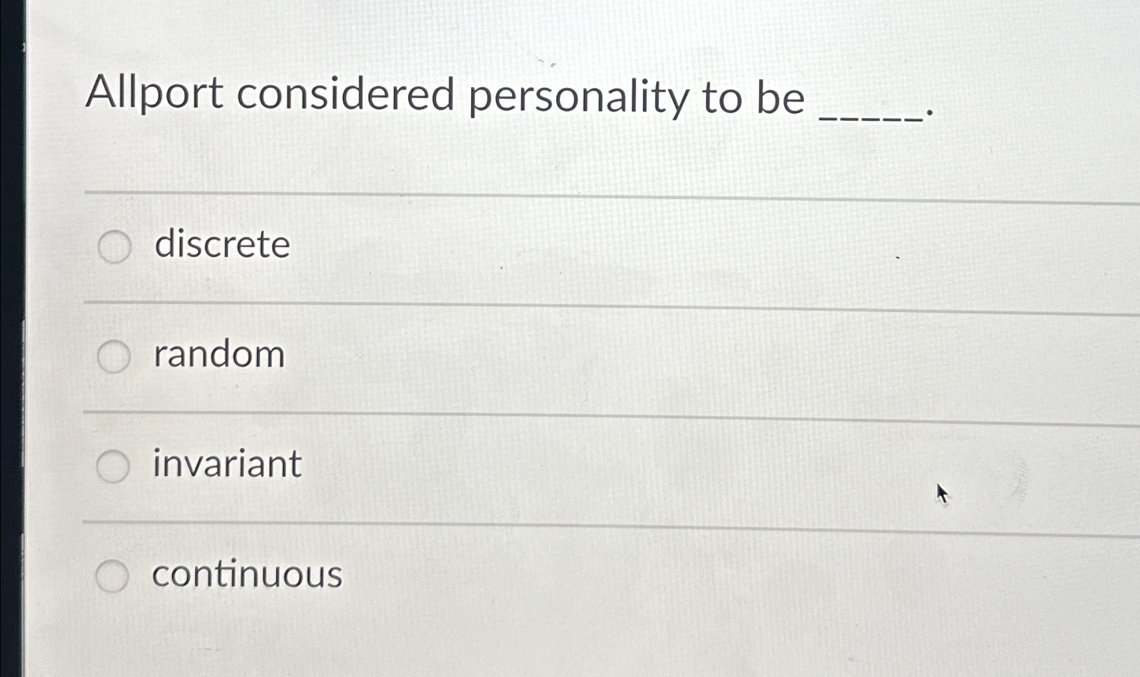 Solved Allport considered personality to be | Chegg.com
