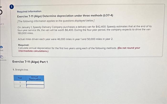 Solved Required information Exercise 7-11 (Algo) Determine | Chegg.com