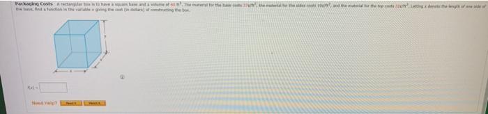 Solved A rectangular box is to have a square base and a | Chegg.com