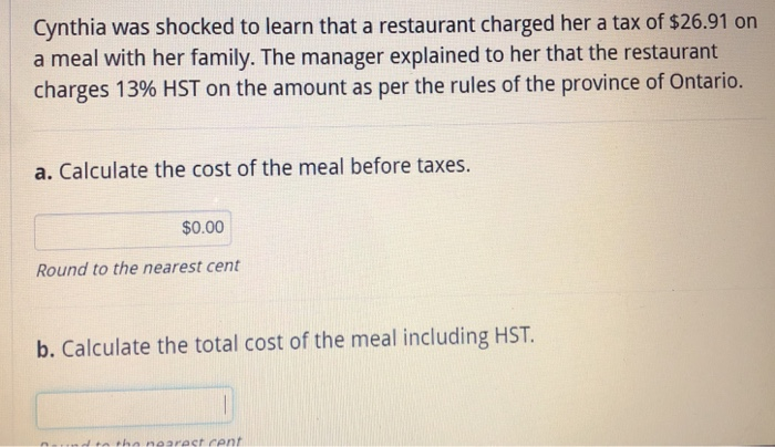 Solved Cynthia was shocked to learn that a restaurant | Chegg.com