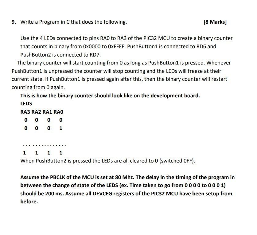 Solved 9. Write a Program in C that does the following. [8 | Chegg.com