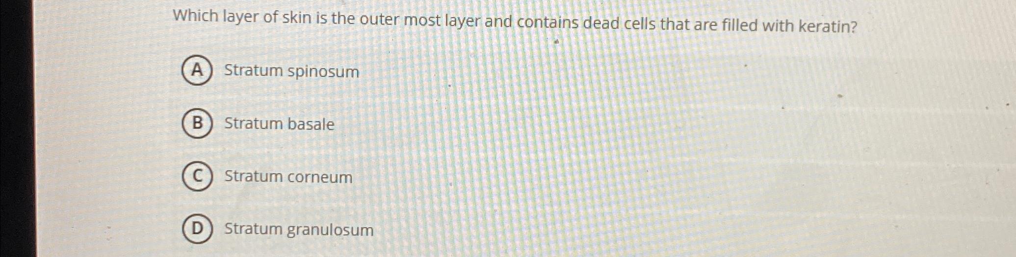 Solved Which layer of skin is the outer most layer and | Chegg.com