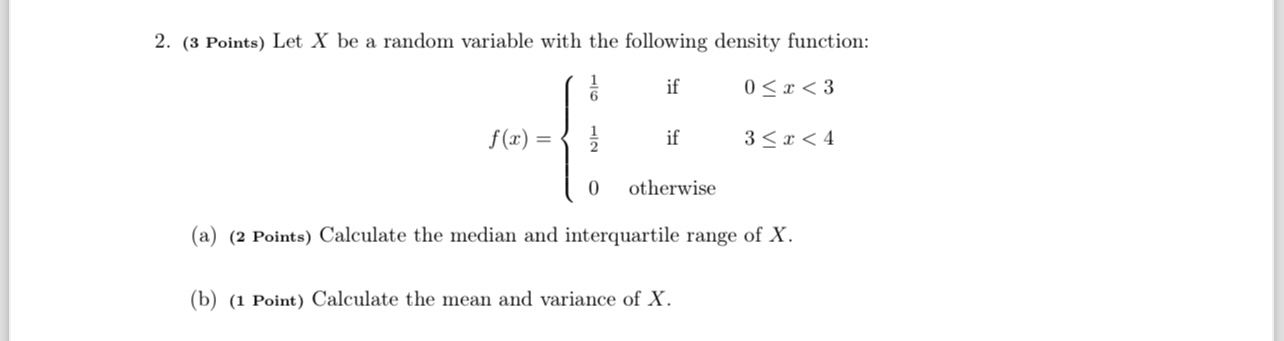 Solved (3 ﻿Puntos) ﻿Dejax ser una variable aleatoria con la | Chegg.com