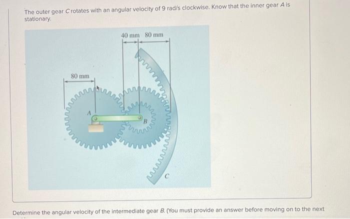 Solved The outer gear C rotates with an angular velocity of | Chegg.com