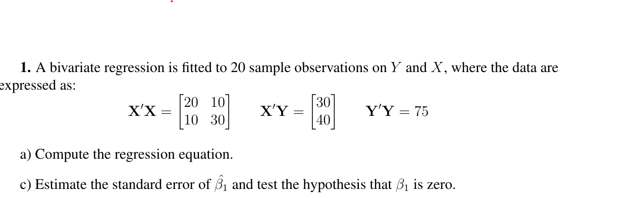 Solved A bivariate regression is fitted to 20 ﻿sample | Chegg.com