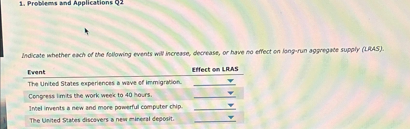 Solved Problems and Applications Q2Indicate whether each of | Chegg.com