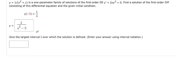 Solved y=1/(x2+c) is a one-parameter family of solutions of | Chegg.com