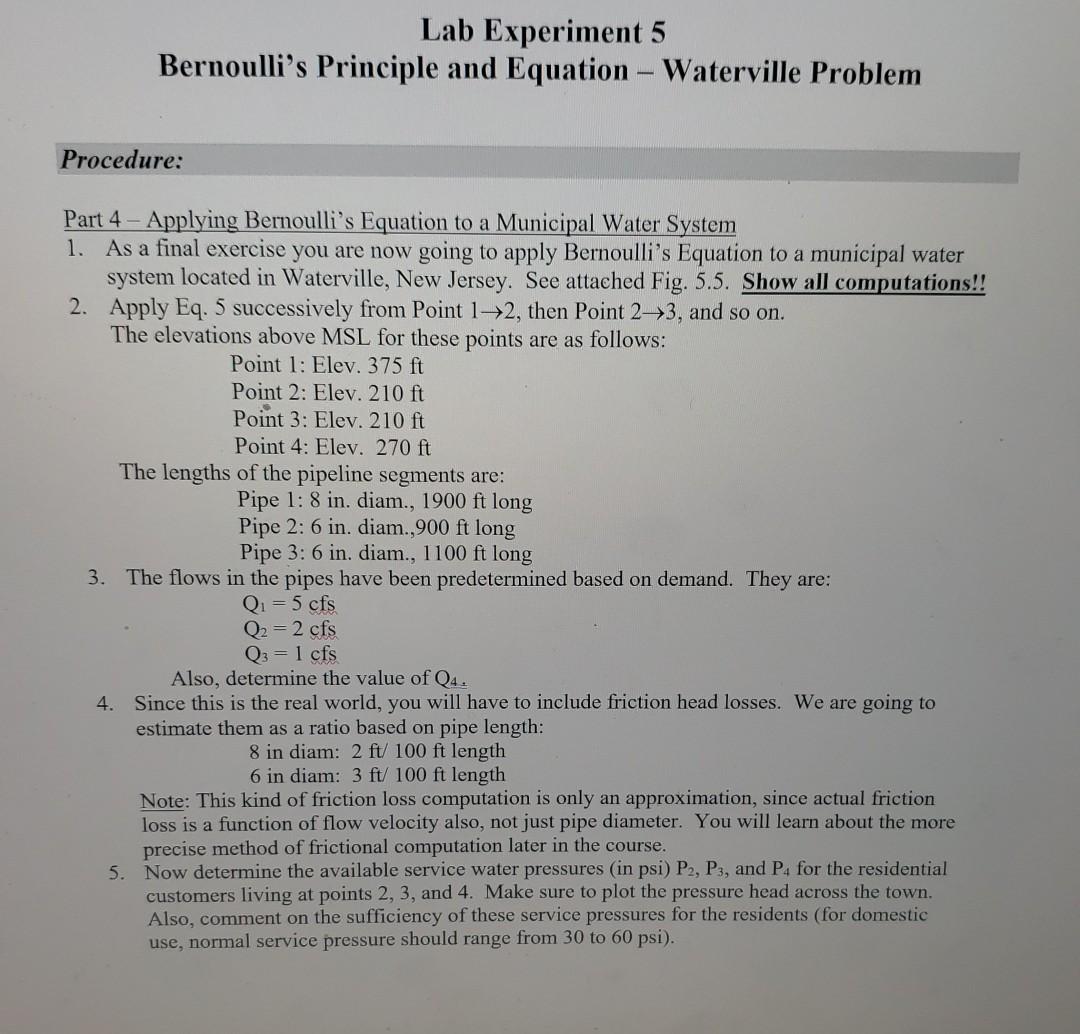 Solved Lab Experiment 5 Bernoulli's Principle and Equation - | Chegg.com