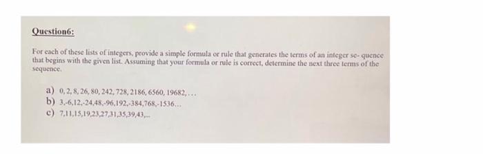 Solved For cach of these lists of integers, provide a simple | Chegg.com