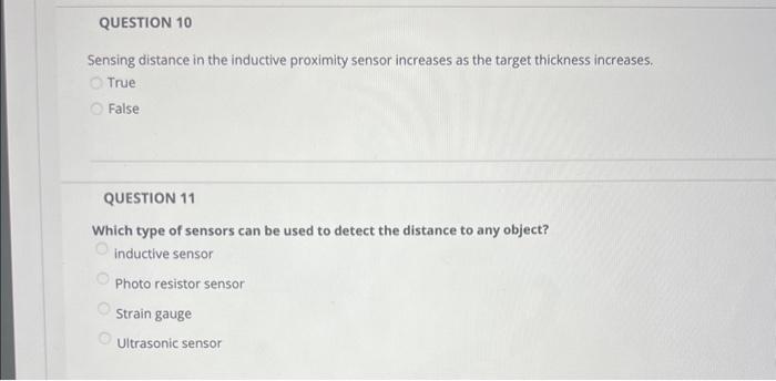 Solved Sensing distance in the inductive proximity sensor | Chegg.com