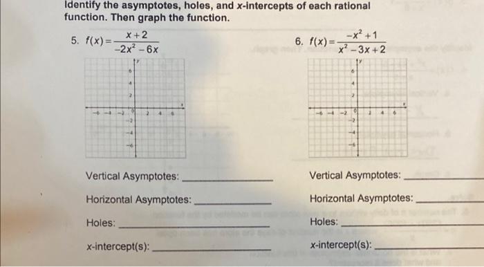Solved Identify the asymptotes, holes, and x-intercepts of | Chegg.com