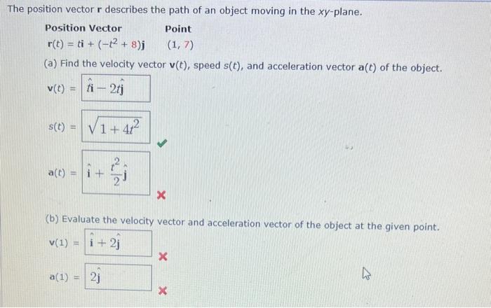 Solved The position vector r describes the path of an object | Chegg.com