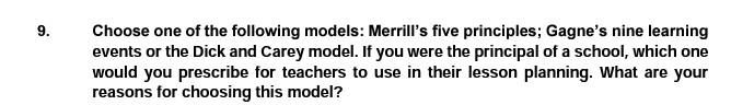 Solved 9. Choose one of the following models: Merrill's five | Chegg.com