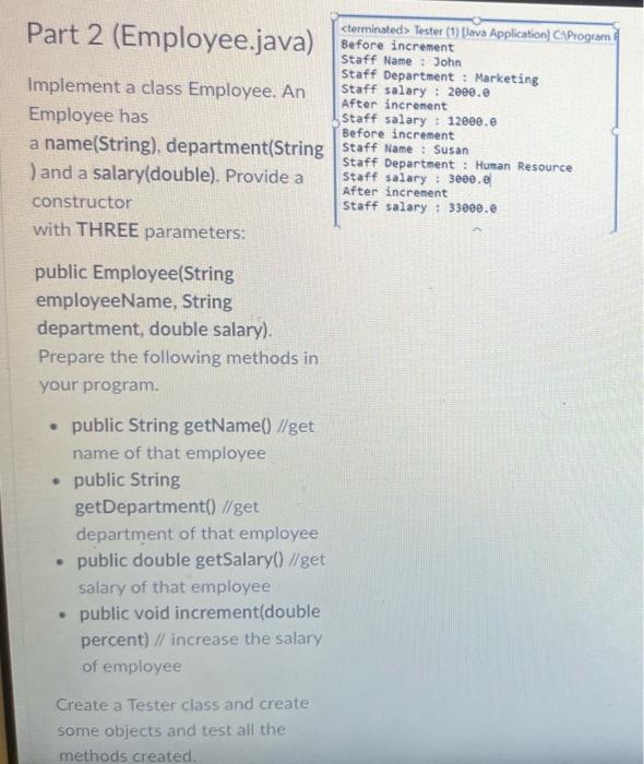 Solved with THREE parameters: public Employee(String | Chegg.com