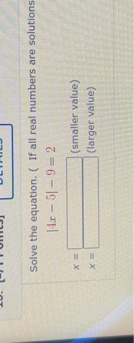 Solved Solve the equation. ( If all real numbers are | Chegg.com