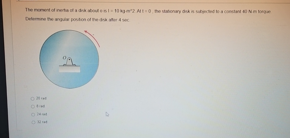 Solved The moment of inertia of a disk about o is | Chegg.com