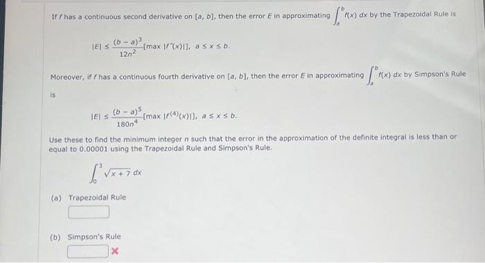 Solved If f has a continuous second derivative on [a,b], | Chegg.com