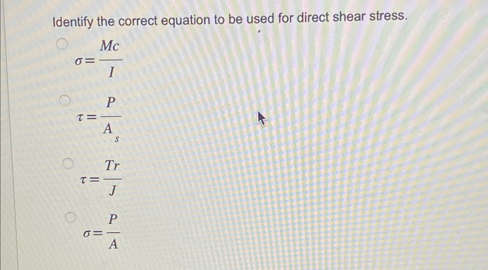 Solved Identify the correct equation to be used for direct | Chegg.com
