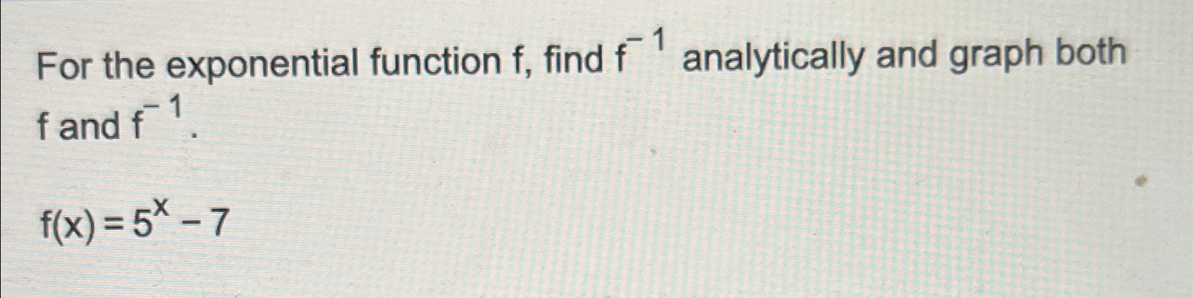 Solved For the exponential function f, ﻿find f-1 | Chegg.com