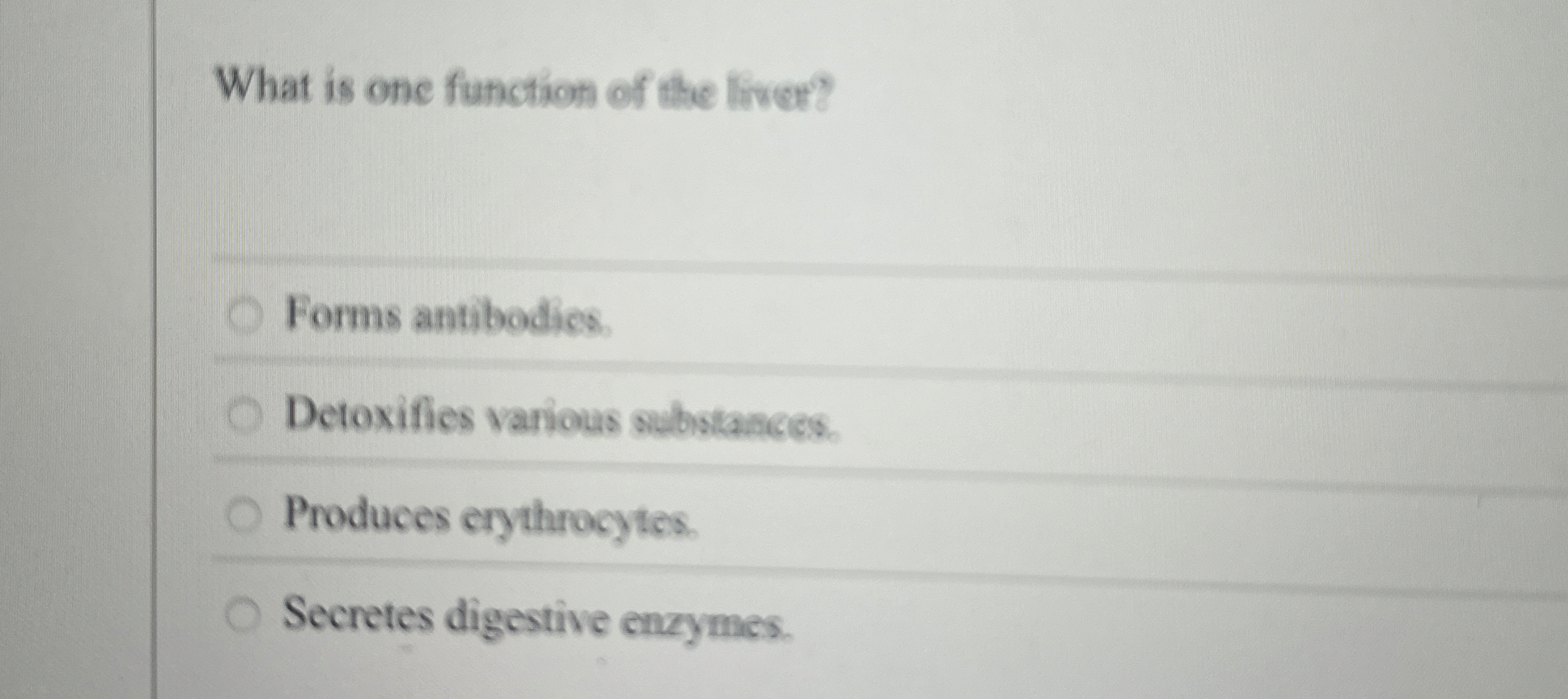 Solved What is one function of the liver?Forms | Chegg.com