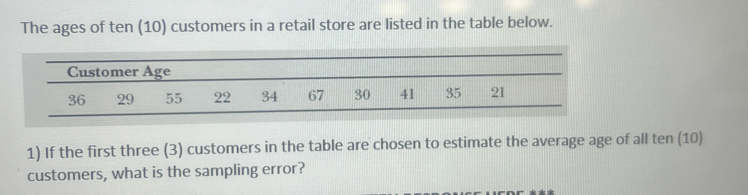 Solved The ages of ten (10) ﻿customers in a retail store are | Chegg.com