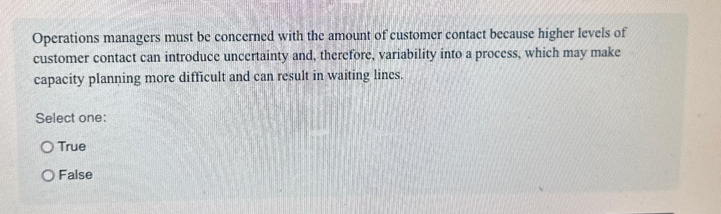 Solved Operations managers must be concerned with the amount | Chegg.com