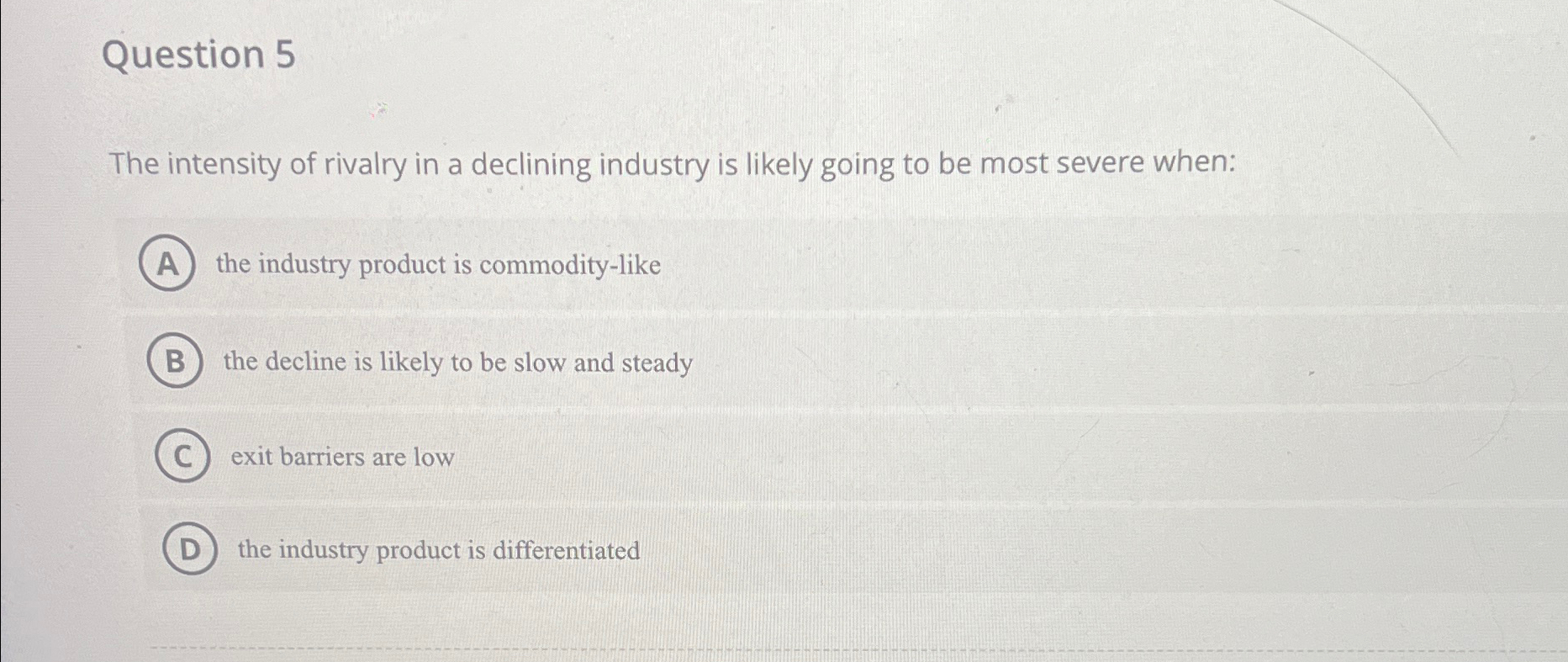 Solved Question 5The intensity of rivalry in a declining | Chegg.com