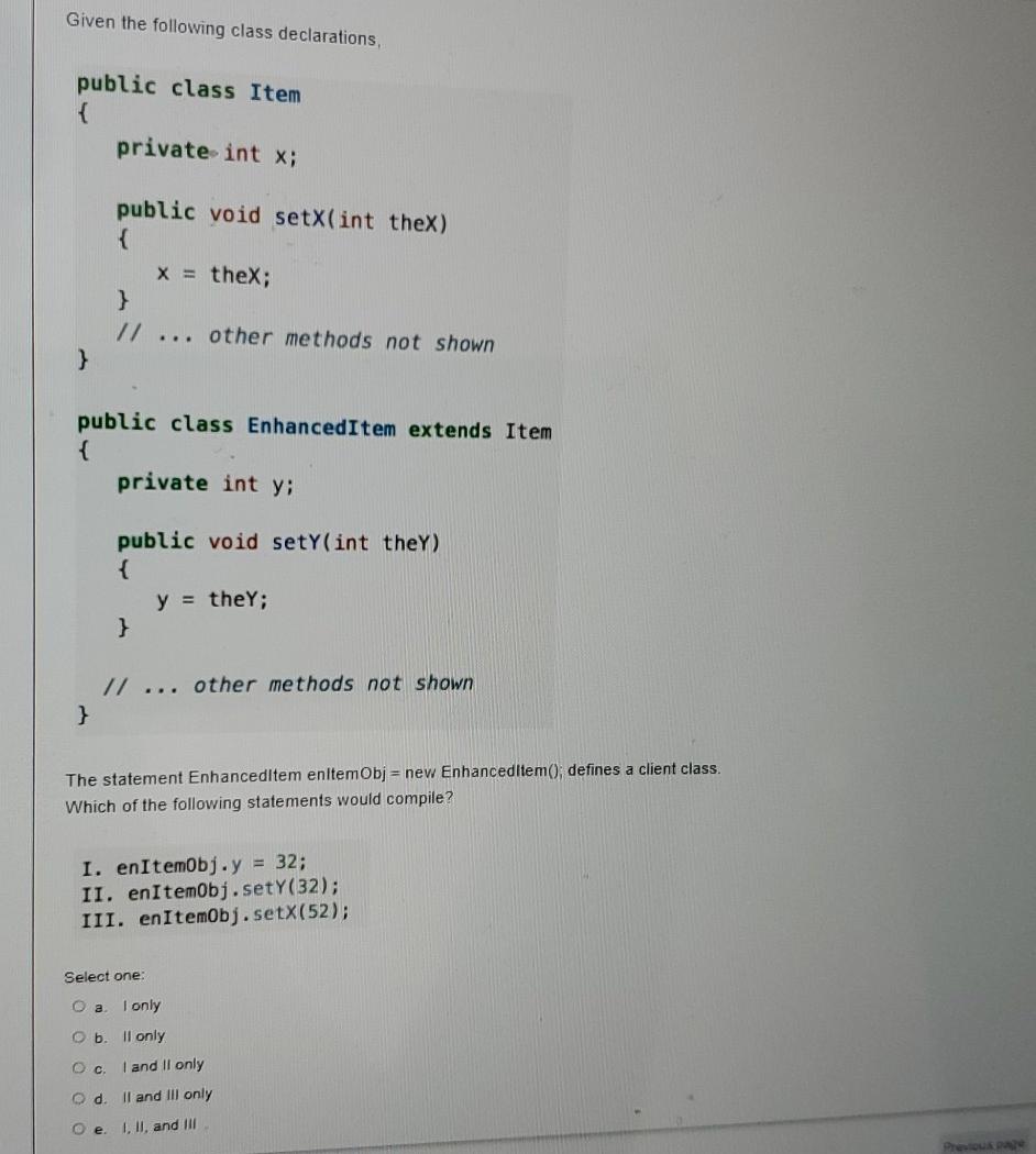 Solved Given the following class declarations, public class | Chegg.com