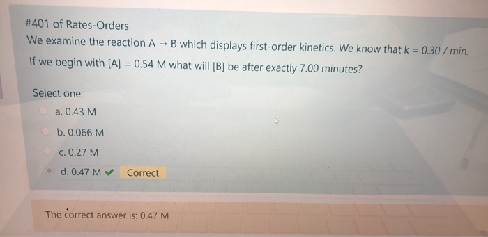 Solved #401 of Rates-Orders We examine the reaction A - B | Chegg.com