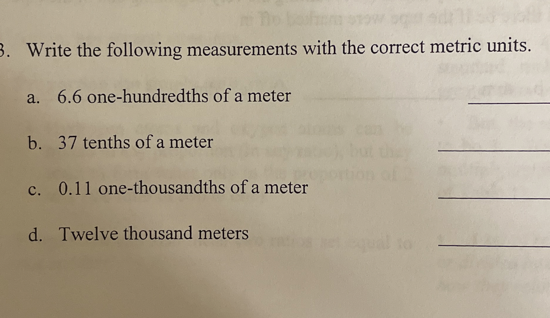 Solved Write the following measurements with the correct | Chegg.com