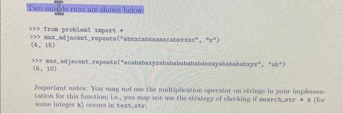 Solved roblem 1 [12 points ] Maximum adjacent repeats. In | Chegg.com