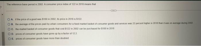 Solved The reference base period is 2002. A consumer price | Chegg.com