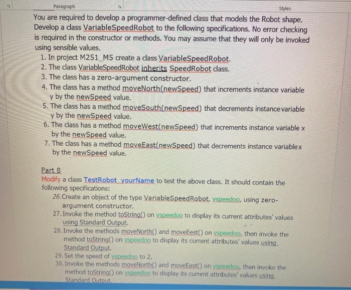 Solved Paragraph Styles You are required to develop a | Chegg.com