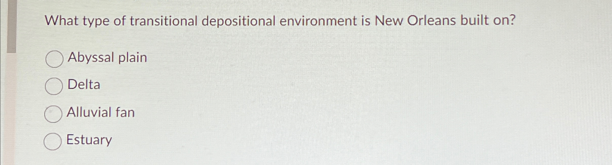 Solved What type of transitional depositional environment is | Chegg.com