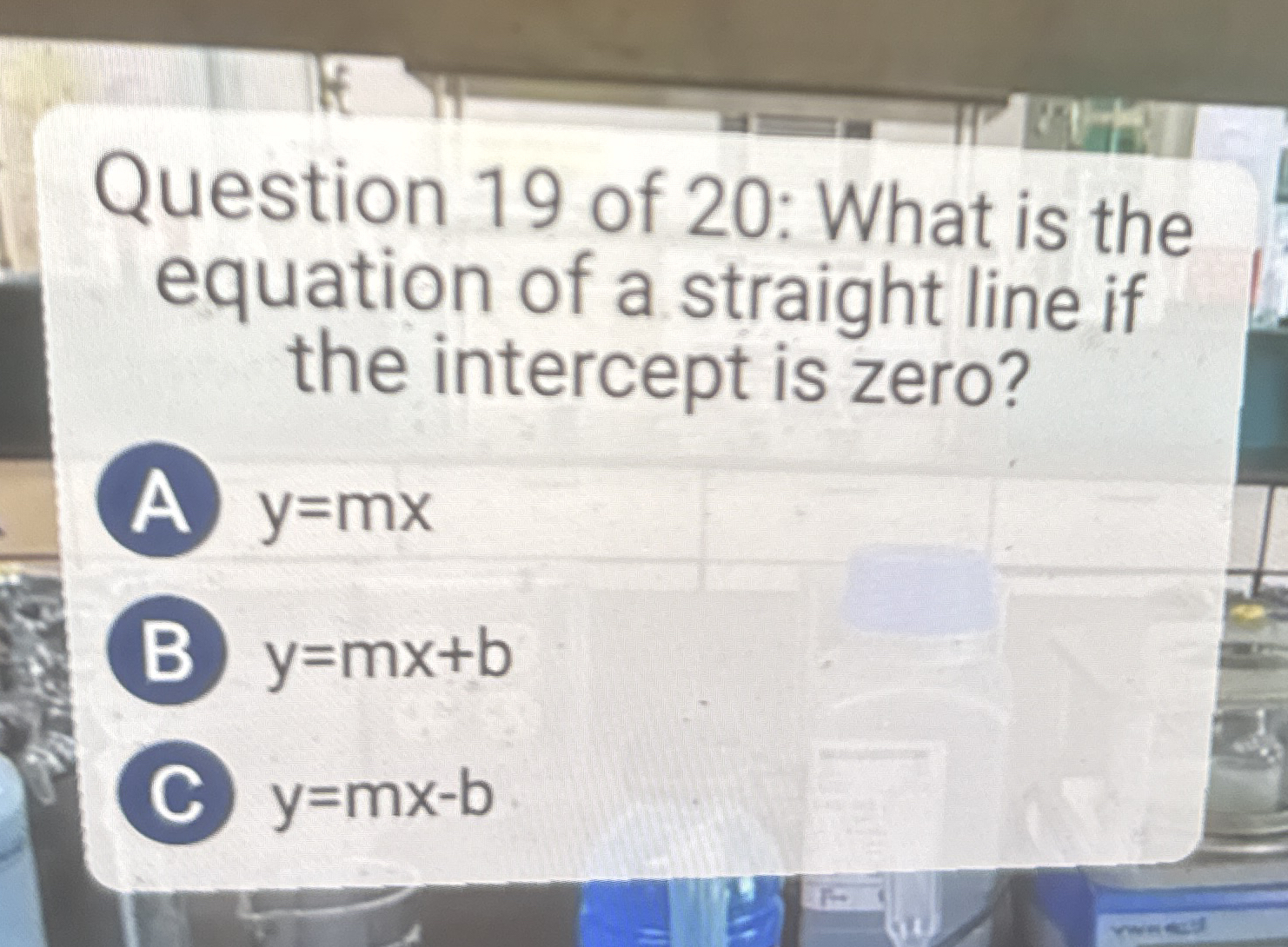 Solved Question 19 ﻿of 20 ﻿: What is theequation of a | Chegg.com