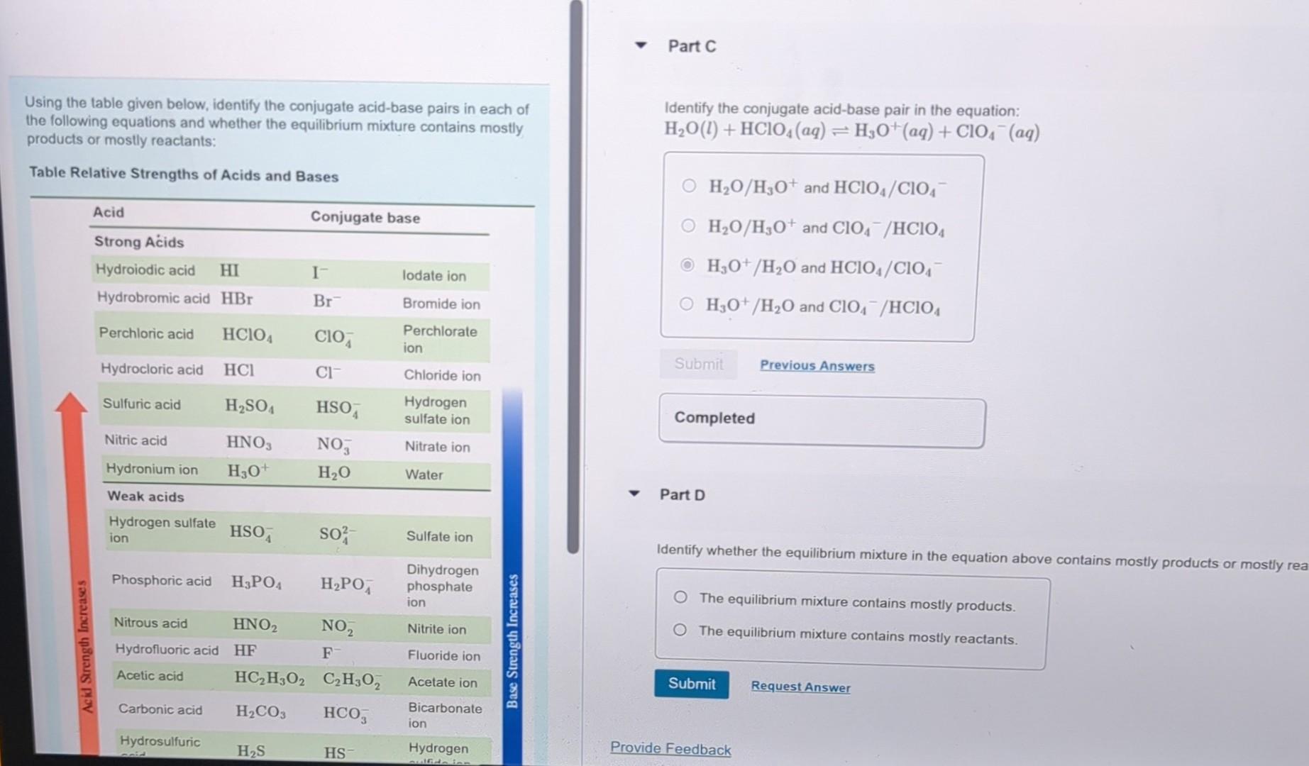 Solved Using the table given below, identify the conjugate | Chegg.com