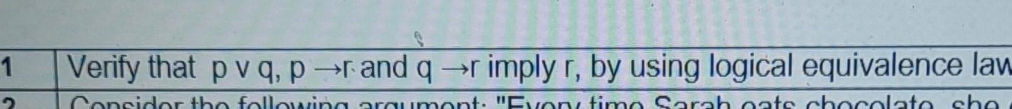 Verify that pvq, p->r and q->r imply r by using | Chegg.com