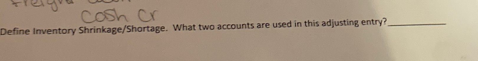 Solved Define Inventory Shrinkage/Shortage. ﻿What two | Chegg.com